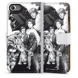 DeinDesign iPhone SE (2020) Handy Klapph&uuml;lle Handyh&uuml;lle aus Kunst Leder wei&szlig; Flip Case Star Wars Official Licensed Product Darth Vader Sideflip mit Lasche