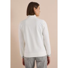 Cecil Damen Cardiganvanillewei&szlig;, Gr. M, unifarben, Stoff, 72% Viskose, 25% Polyester, 3% Elasthan, Strickjacken, mit Stehkragen