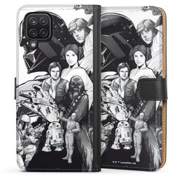 DeinDesign Galaxy A12 Handy Klapph&uuml;lle Handyh&uuml;lle aus Kunst Leder schwarz Flip Case Star Wars Official Licensed Product Darth Vader Sideflip mit langer Lasche