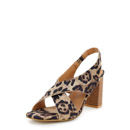 FINDLAY Damen Sandale "CALA", Gr. 37, braun, Lederimitat, Schuhe, mit Absatz in Korkoptik