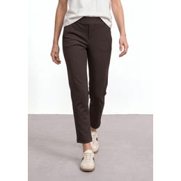 Street One Damen Stoffhose, braun, Gr. 42, unifarben, Web, 52% Baumwolle, 41% Polyester, 7% Elasthan, Hosen, im Loose Fit