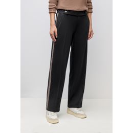Street One Damen Stoffhose, schwarz, Gr. 44, unifarben, Stoff, 61% Viskose, 32% Polyamid, 7% Elasthan, Hosen, High Waist