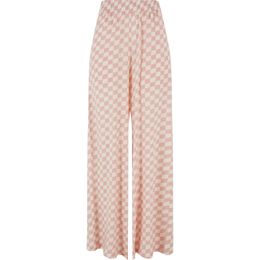 Urban Classics Damen Stoffhose "Urban Classics Damen Ladies Viscose Resort Pants"lemonadepinkcheck, Gr. XS, kariert, 100% Viskose, Hosen