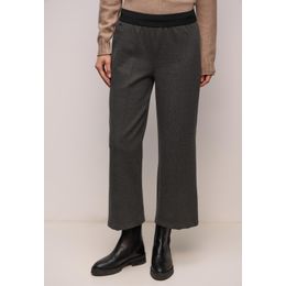 Street One Damen 7/8-Hose, grau, Gr. 36, Minimalmuster, Stoff, 72% Polyester, 25% Viskose, 3% Elasthan, Hosen, High Waist