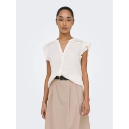 Only Damen Kurzarmbluse "ONLROSELLA LIFE CAPSLEEVE SHIRT WVN NOOS", wei&szlig;, Gr. XL, unifarben, Web, Obermaterial: 100% Viskose, Blusen, Viskose,