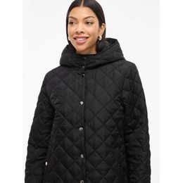 Vila Damen Steppjacke "VITATE L/S HOODED JACKET - NOOS", schwarz, Gr. 38, unifarben, Web, Obermaterial: 100% Polyester, Jacken, Kunstfaser