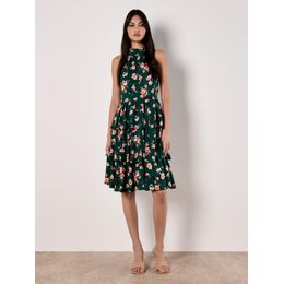 Apricot Damen Minikleid "Gebl&uuml;mtes Minikleid mit Neckholder-Ausschnitt", gr&uuml;n, Gr. 38, gebl&uuml;mt, gewebt, Obermaterial: 100% Viskose CV., Kleider, mit