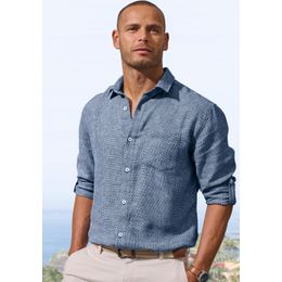 John Devin Herren Leinenhemd "Langarmhemd", blau, Gr. XXL, Leinenmischung, Obermaterial: 55% Leinen, 45% Baumwolle, Hemden, Luftiges Freizeithemd mit