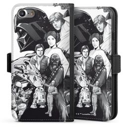DeinDesign iPhone SE (2020) Handy Klapph&uuml;lle Handyh&uuml;lle aus Kunst Leder schwarz Flip Case Official Licensed Product Star Wars Darth Vader Sideflip mit Lasche