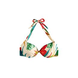 next Bikini Top female size 80 Cream / Petrol / Light green / Fire red