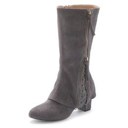 Lascana Damen Stiefel, Grau, Gr. 42, Stiefel, Material: Textil