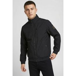 Jack & Jones PlusSize Herren Softshelljacke "JJEPARKER SOFTSHELL COLLAR BOMBER SN PLS", schwarz, Gr. 6XL, JACK & JONES PLUSSIZE, Web, Obermaterial: 100% Polyester, Jacken,