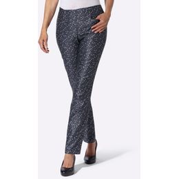 COSMA Damen Schlupfhose, grau, Gr. 40, bedruckt, gebl&uuml;mt, gemustert, mehrfarbig, 68% Baumwolle, 30% Polyester, 2% Elasthan, Hosen
