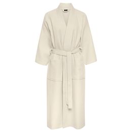 Damen Bademantel, VIVANCE DREAMS BY LASCANA, Gr. M, beige, Waffelpiqu&eacute;, unifarben, Hausm&auml;ntel, aus weichem Waffelpiqu&eacute;