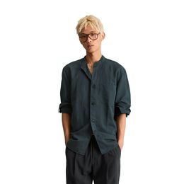 Marc O'Polo Herren Langarmhemd "aus Leinen und Bio-Baumwolle", gr&uuml;n, Gr. S, MARC O'POLO DENIM, unifarben, Obermaterial: 50% Leinen, 50% Baumwolle, Hemden