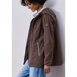 Street One Damen Windbreaker, braun, Gr. 34, unifarben, Stoff, Obermaterial: 60% Polyester, 40% Nylon. Futter: 100% Polyester, Jacken, mit Kapuze mit