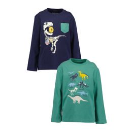 Blue Seven Jungen Langarmshirt, bunt, Gr. 110, bedruckt, unifarben, Single Jersey, Obermaterial: 100% Baumwolle, Shirts, Baumwolle