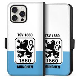 DeinDesign iPhone 15 Pro Max Handy Klapph&uuml;lle Handyh&uuml;lle aus Kunst Leder schwarz Flip Case Official Licensed Product Coat Of Arms Tsv 1860 M&uuml;nchen Sideflip mit 