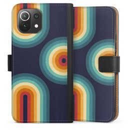 DeinDesign Xiaomi Mi 11 Lite 5G Handy Klapph&uuml;lle Handyh&uuml;lle aus Kunst Leder schwarz Flip Case Retro Colourful Rainbow Sideflip mit langer Lasche