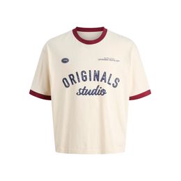 Jack & Jones JACK & JONES Shirt male size S Cream / Navy / Dark red