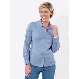 Classic Basics Damen Hemdbluse, blau, Gr. 40, gemustert, kariert, 50% Baumwolle, 50% Polyester, Blusen
