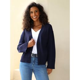 Heine Damen Strickjacke, Blau, Gr. 42, Basic Strickjacken, Material: Baumwolle