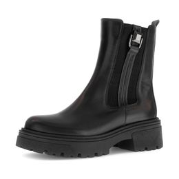 Gabor Damen Chelseaboots, Gr. 38, schwarz, Kalbsleder, unifarben, Schuhe, Blockabsatz, Bikerboots in runder Form