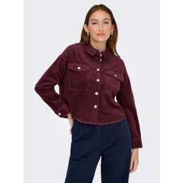 Only Damen Cordjacke "ONLMARINA-ENY L/S CORD JACKET PNT NOOS", rot, Gr. XXS, unifarben, Cord, Obermaterial: 100% Baumwolle, Jacken, Baumwolle