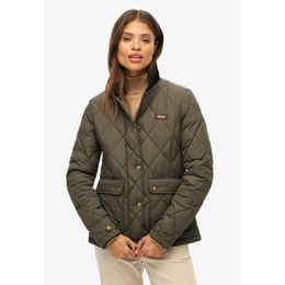 Superdry Damen Steppjacke "CORD TRIMMED LINER JACKET"army khaki, Gr. XXL, unifarben, Web, Obermaterial: 100% Polyester, Jacken, Slim Fit, mit
