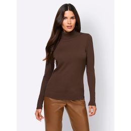 Damen Rollkragenpullover "Rollkragen-Pullover", braun, Gr. 48, Ashley Brooke BY HEINE, unifarben, 80% Viskose, 20% Polyamid, Pullover