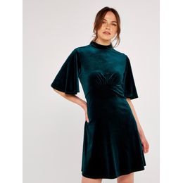 Apricot Damen Minikleid "Samtminikleid", gr&uuml;n, Gr. 34, Samt, Obermaterial: 93% Polyester PES. 7% Elasthan EL., Kleider, mit weiten &Auml;rmeln