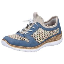 Rieker Damen Slip-On Sneaker, Gr. 40, blau, Lederimitat, Textil, Schuhe, Slipper, Freizeitsneaker, Halbschuh mit Schnellverschluss