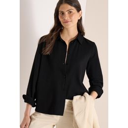 Cecil Damen Hemdbluse, schwarz, Gr. XXL, unifarben, Web, 75% Baumwolle, 25% Modal, Blusen, in Blusen-Optik