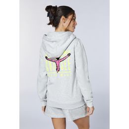 Chiemsee Damen Kapuzensweatjacke, grau, Gr. L, 76% Baumwolle, 22% Polyester, 2% Viskose, Sweatjacken