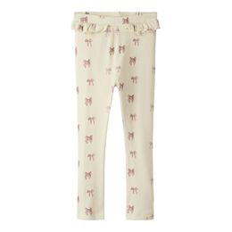 LIL' ATELIER M&auml;dchen Leggings "NMFGAVO EFI SLIM LEGGING LIL NOOS", beige, Gr. 98, bedruckt, Jersey, Obermaterial: 57% Baumwolle, 38% Lyocell, 5%