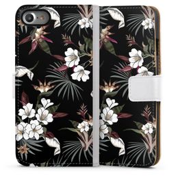 DeinDesign iPhone SE (2020) Handy Klapph&uuml;lle Handyh&uuml;lle aus Kunst Leder wei&szlig; Flip Case Autumn Flowers Muster Sideflip mit Lasche