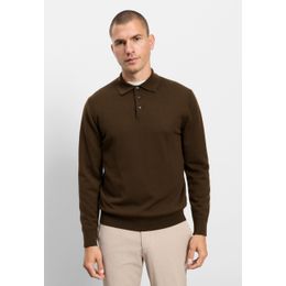 OLYMP Herren Langarm-Poloshirt "OLYMP Casual Strick, Polo langarm", braun, Gr. XL, 100% Schurwolle, Shirts