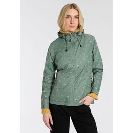 CMP Damen Regenjacke, gr&uuml;n, Gr. 34, bedruckt, gebl&uuml;mt, Web, Obermaterial: 100% Polyester. Futter: 100% Polyester, Jacken, mit dezenten