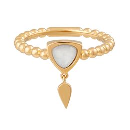 CAI CA&Iuml; Damen Fingerring "925 Silber vergoldet wei&szlig;er Mondstein", 058 (18,5), Silber 925 (Sterlingsilber), gelb, Silber 925 (Sterlingsilber), Fingerringe