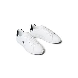 Calvin Klein Damen Sneaker "LOW PRO CUP LACEUP LTH MOIRE", Gr. 41, schwarz-wei&szlig;, Leder, Lederimitat, unifarben mit Farbeinsatz, Schuhe, Halbschuh,