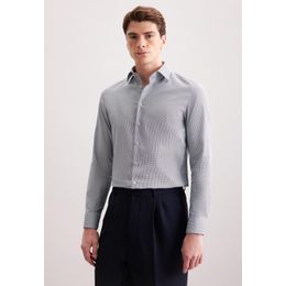 Seidensticker Herren Businesshemd "Schwarze Rose", grau, Gr. 45, bedruckt, 100% Baumwolle, Hemden, Slim 1/1 Kentkragen Druck