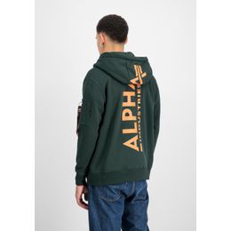 Herren Hoodie "Backprint Zip Hoodie"schwarz petrol, Gr. XXL, Alpha Industries, Obermaterial: 80% Baumwolle, 20% Polyester, Sweatshirts