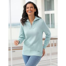 Casual Looks Damen Troyer "Troyer-Pullover", gr&uuml;n, Gr. 42, unifarben, 50% Baumwolle, 50% Polyacryl, Pullover