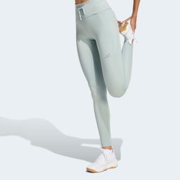 Damen Lauftights "RUN ESSENTIALS LEGGINGS IN VOLLER L&Auml;NGE", gr&uuml;n, Gr. L, adidas Performance, Obermaterial: 85% Polyester, 15% Elasthan, Hosen