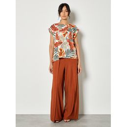 Apricot Damen T-Shirt "Web-T-Shirt", gr&uuml;n, Gr. 44, gemustert, gewebt, Obermaterial: 75% Viskose CV. 25% Leinen LI., Tops