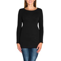 ALKATO Damen Langarmshirt "Damenshirt Alkato Damen Langarm Longshirt Langarmshirt", schwarz, Gr. XL, Obermaterial: 92% Baumwolle CO. 8% Elasthan EL.,