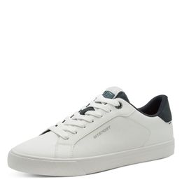Marco Tozzi Herren Sneaker, Gr. 44, wei&szlig;, Lederimitat, kontrastfarbene Details, Schuhe, Freizeitschuh, Halbschuh, Schn&uuml;rschuh, Kontrastbesatz an der