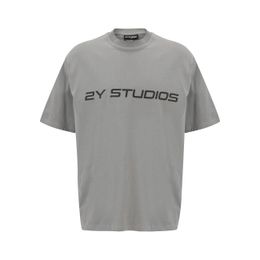2Y STUDIOS Herren T-Shirt "2Y Studios Herren Logo Oversize Tee", grau, Gr. M, bedruckt, 100% Baumwolle, Shirts