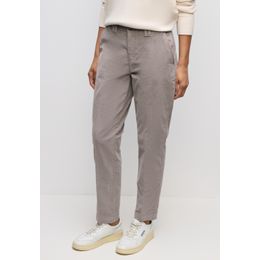Street One Damen Chinohose, beige, Gr. 42, unifarben, Samt, 98% Baumwolle, 2% Elasthan, Hosen, mit Elastikbund