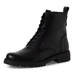 Tamaris Damen Schn&uuml;rstiefelette, Gr. 38, schwarz, Glattleder, unifarben, Schuhe, Blockabsatz, Schn&uuml;rboots, Businessschuh mit dezenten Ziern&auml;hten